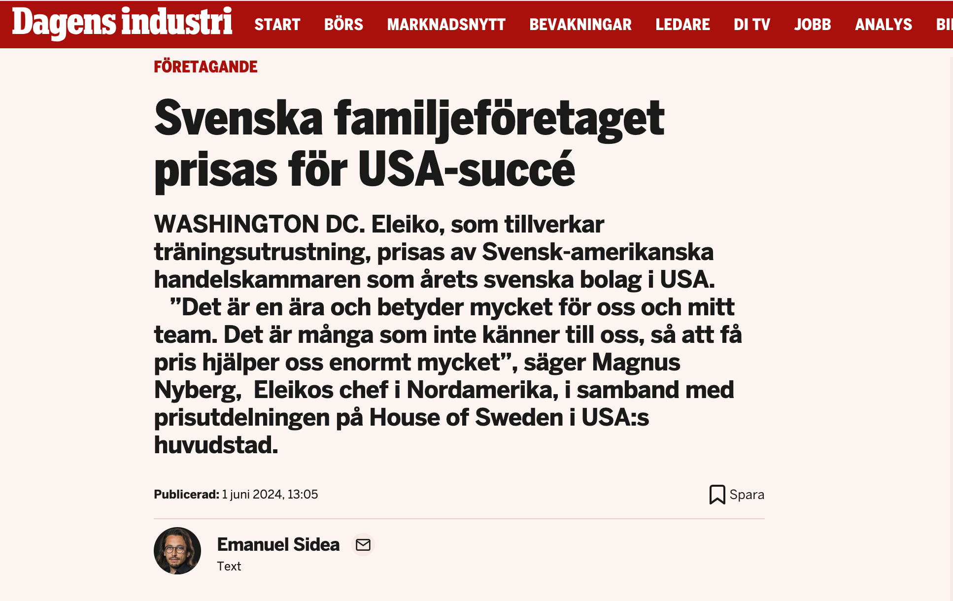 SACC Texas member Eleiko recognized as fast growing Swedish company ...